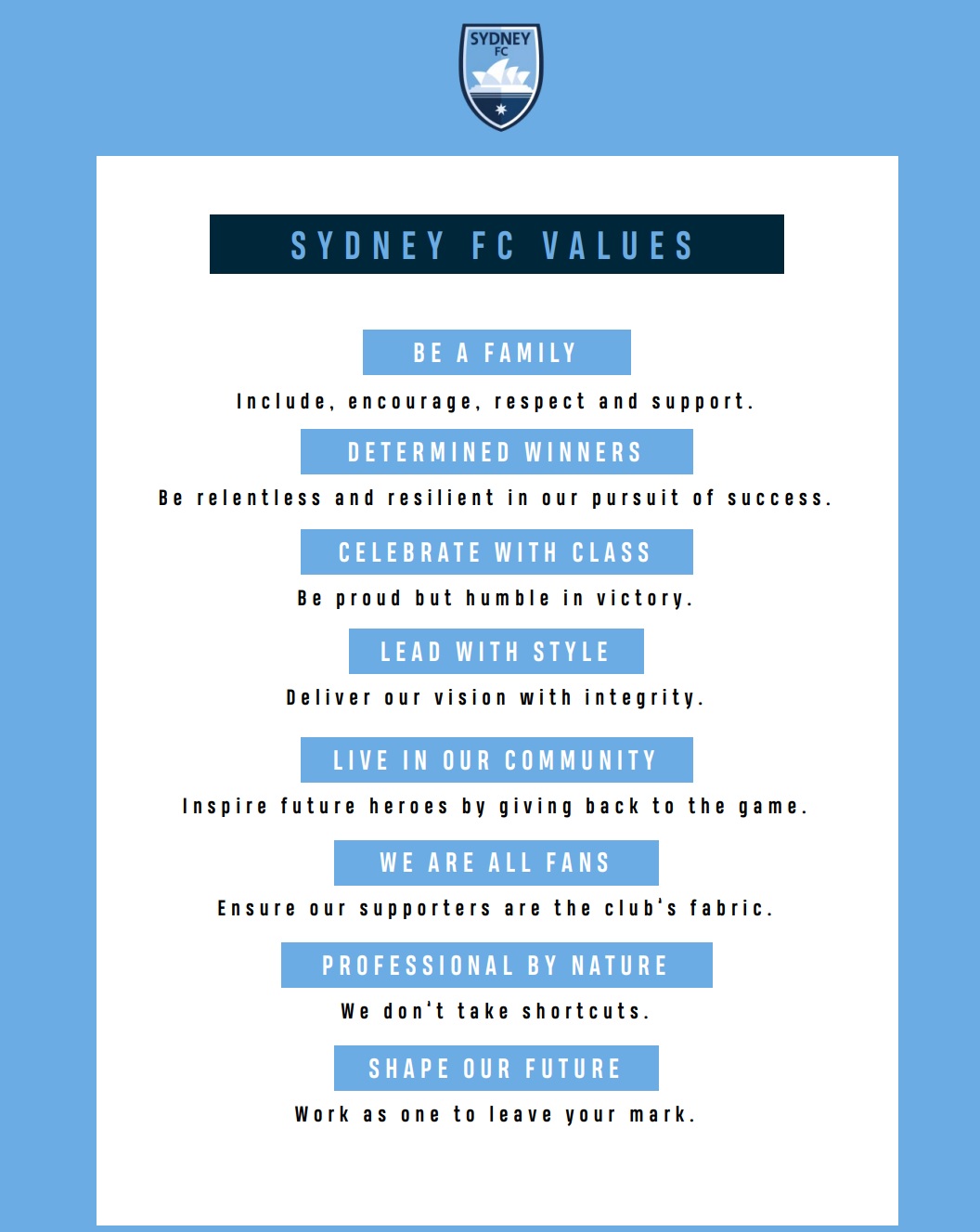 Club Values - Sydney FC