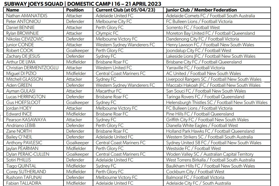 Five Academy Boys In Joeys' Squad For Asian Cup contention - Sydney FC